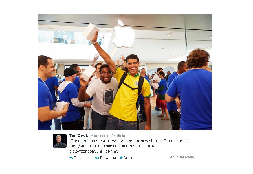 CEO da Apple agradece brasileiros pelo Twitter